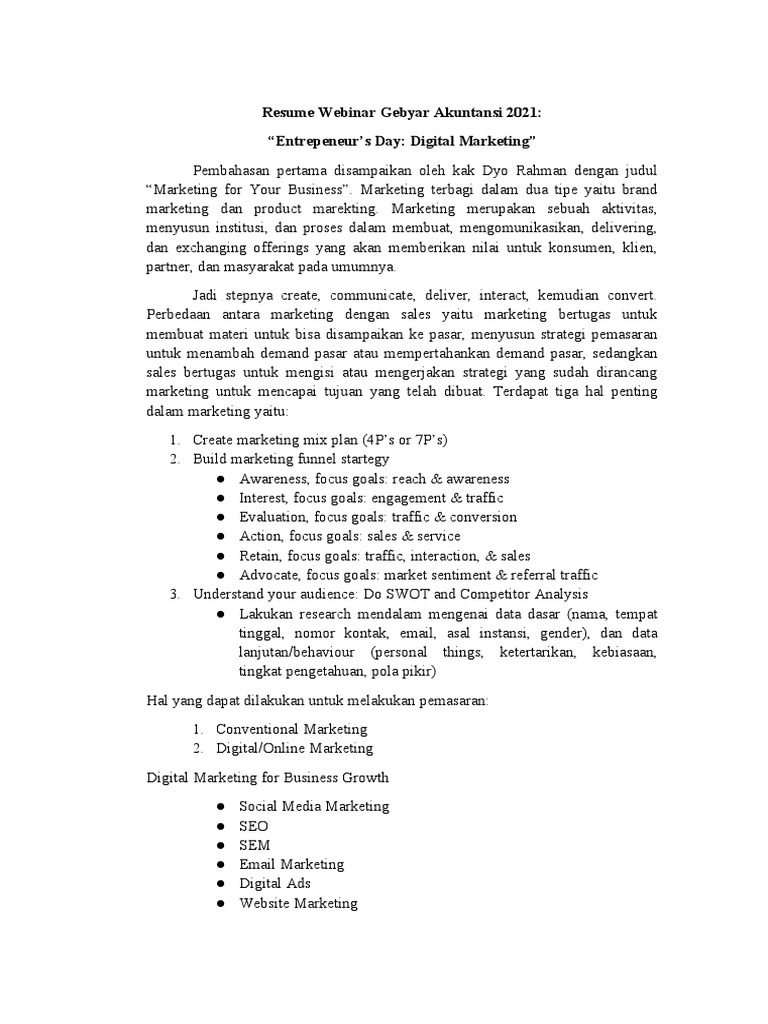 Resume Webinar - Arkadewi - Wahyu Astriyana Putri | PDF