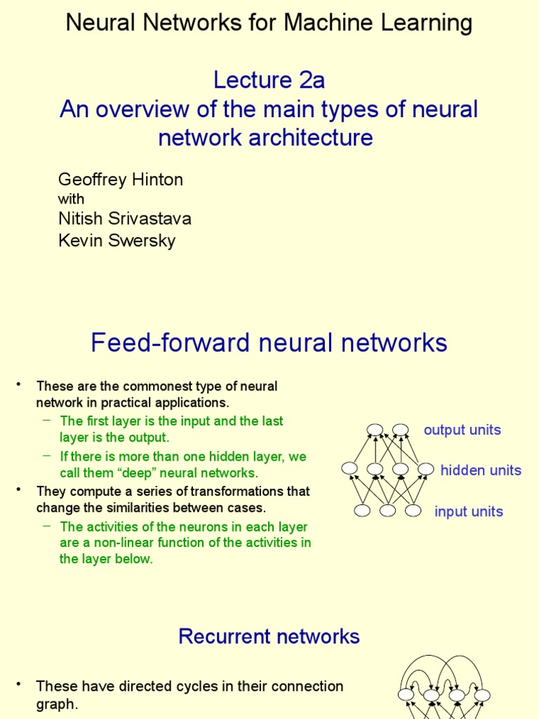 Lecture 2a An Overview of The Main Types of Neural Network Architecture ...