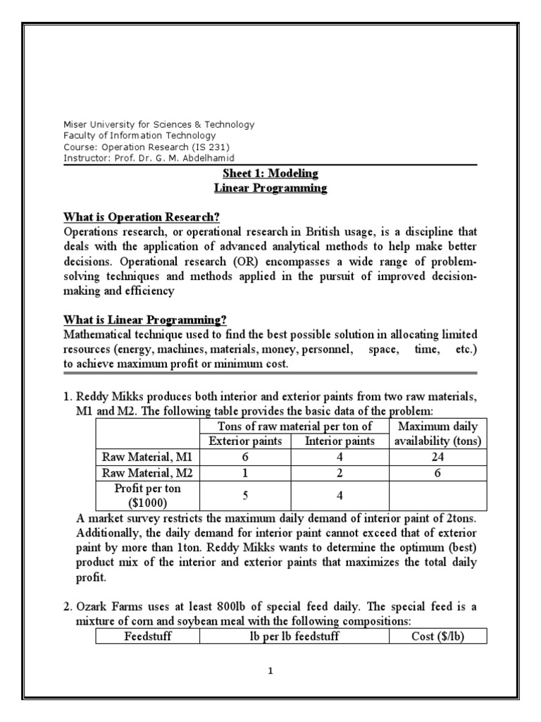 Operations Research for IT Students | PDF | Operations Research ...