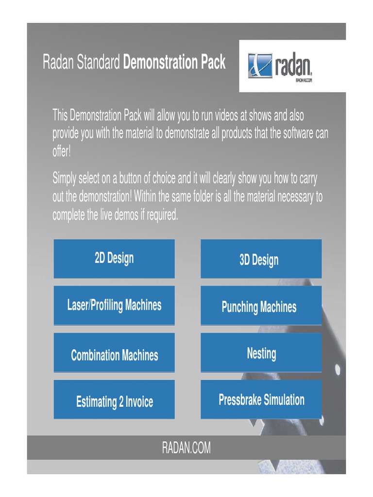 Radan Standard Demonstration Pack | PDF | Sheet Metal | 3 D Computer ...