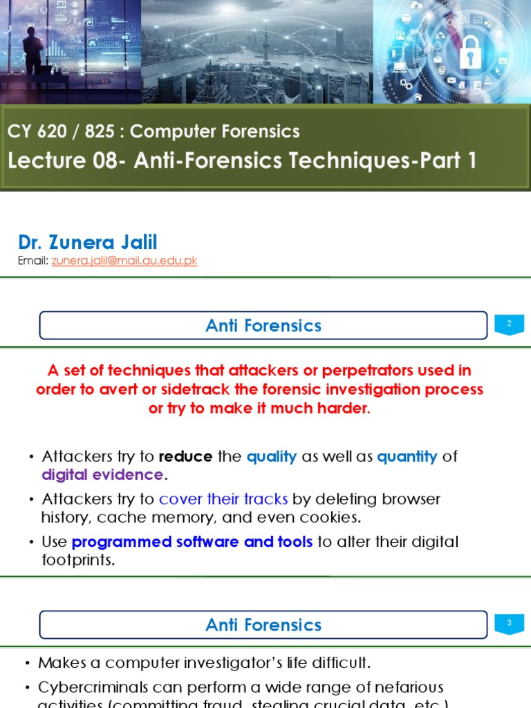 CF Lecture 08 - Anti Forensics Techniques Part 1 | PDF | Password | Computer File