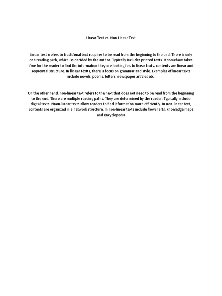 Linear vs. Non-Linear Text Explained | PDF | Language Arts & Discipline