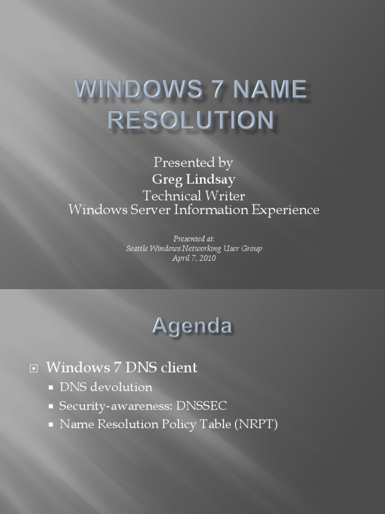 Windows 7 Name Resolution | PDF | Domain Name System | Networking Standards