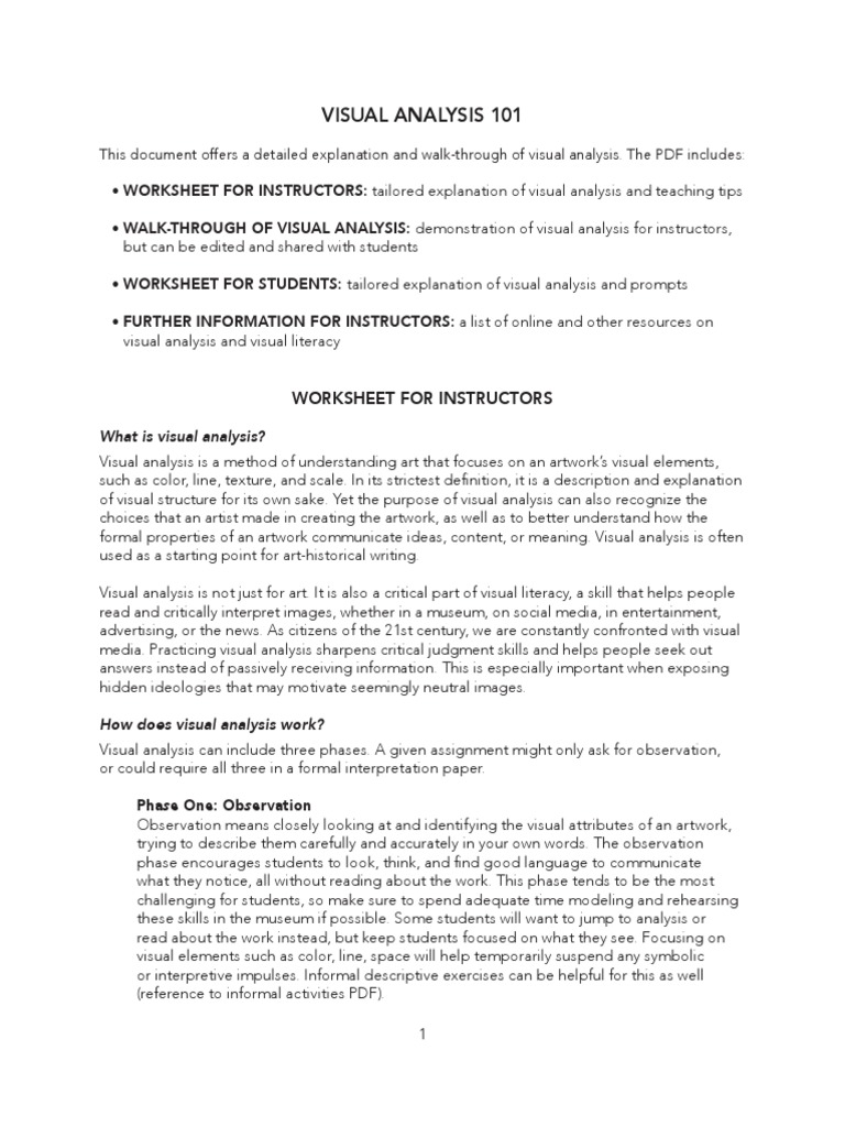 Visual Analysis 101: Worksheet For Instructors | PDF | Composition ...