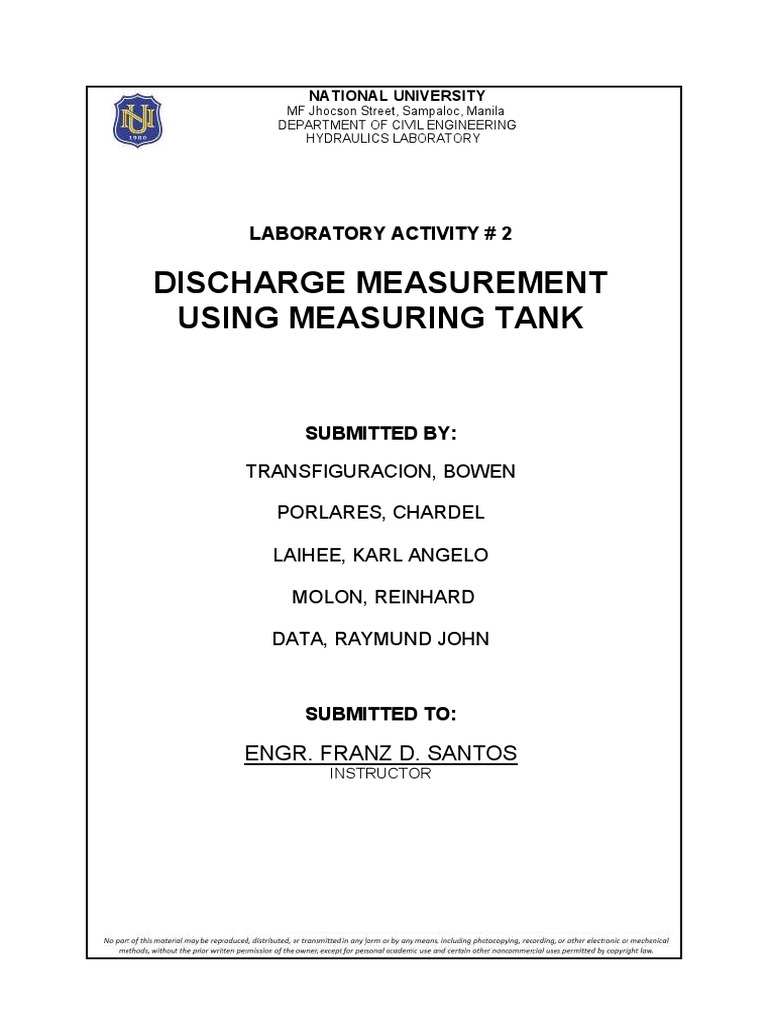 Discharge Measurement in Hydraulics Lab | PDF | Viscosity | Flow ...