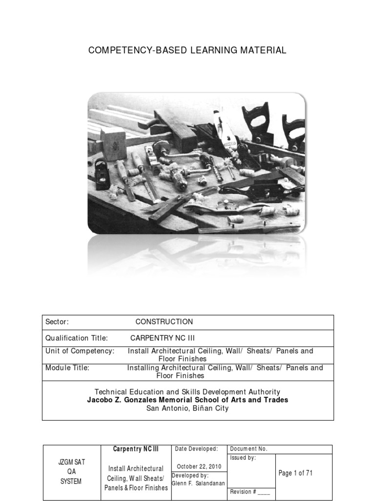 CBLM - Install Architectural Ceiling, Wall, Sheats/panels and Floor ...