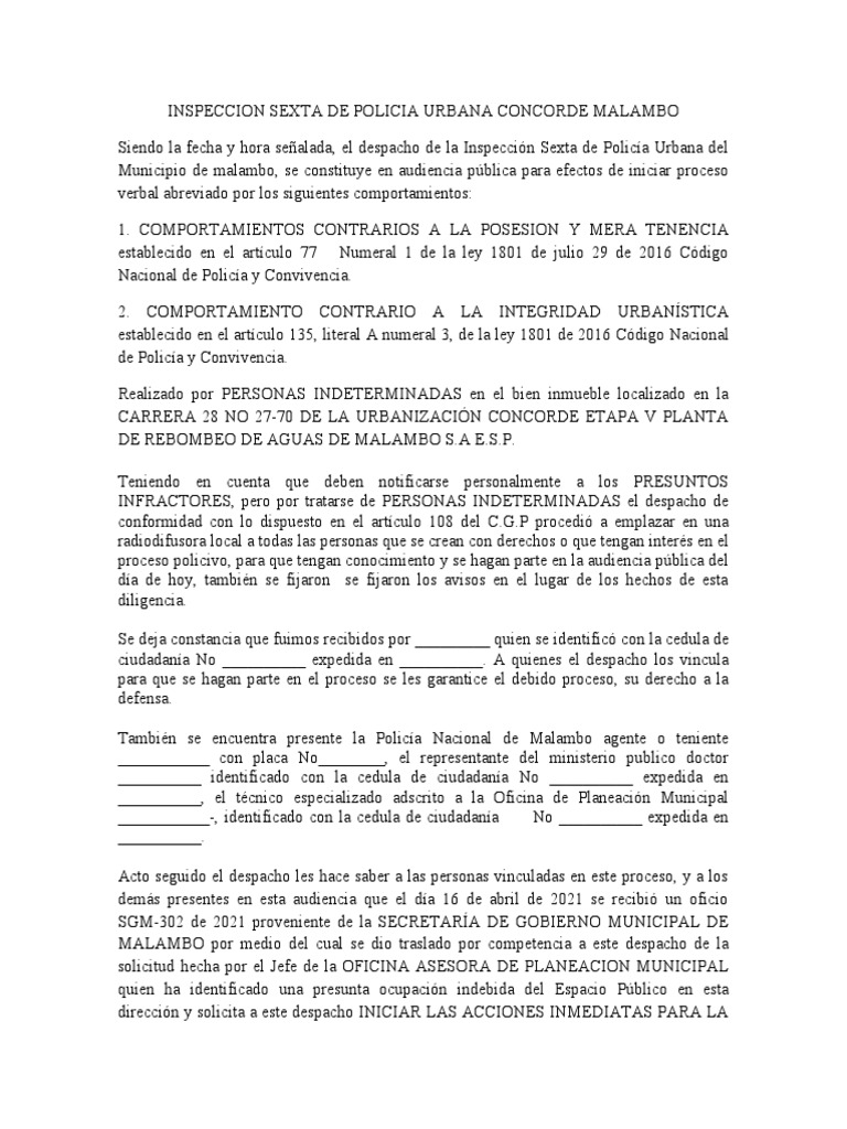 Acta Infracciones Urbanisticas | PDF | Policía | Justicia
