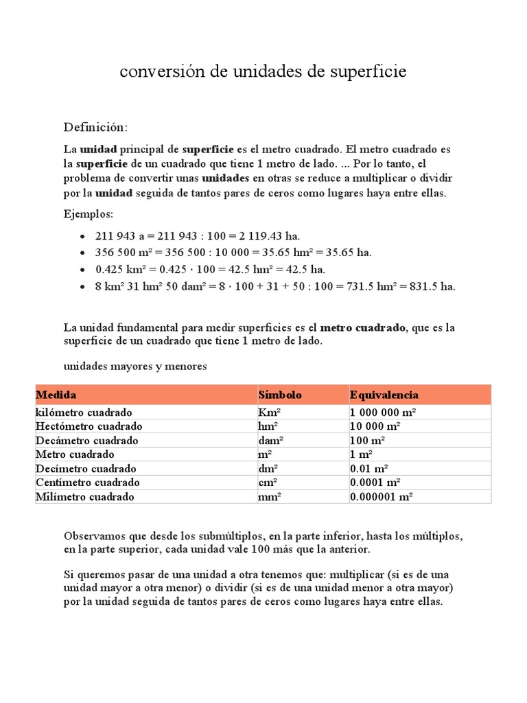 Conversion de Unidades de Superficie | PDF | Metrología | Unidades de ...