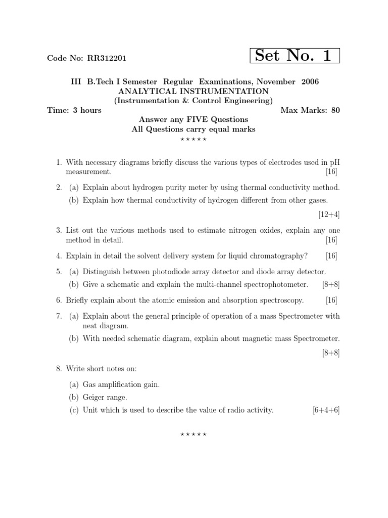 Analytical Instrumentation Exam Questions | PDF