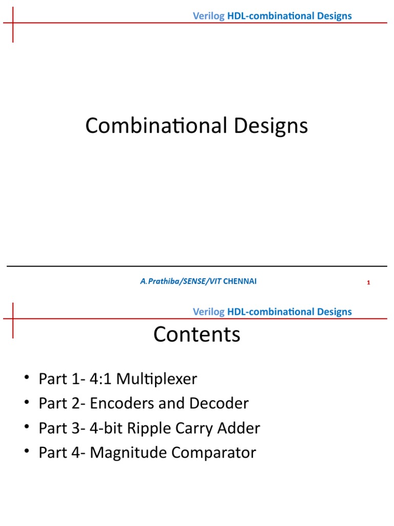 Combinational Designs: Verilog | PDF | Computer Programming | Electrical Engineering
