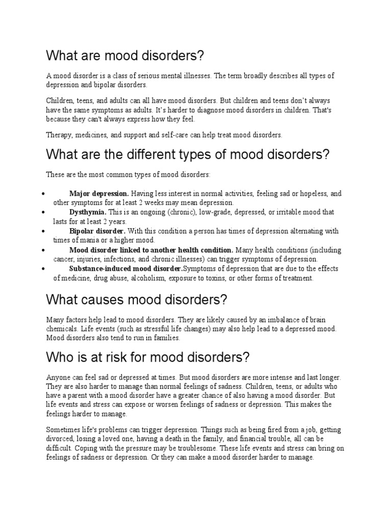 What Are Mood Disorders | PDF | Mood Disorders | Major Depressive Disorder
