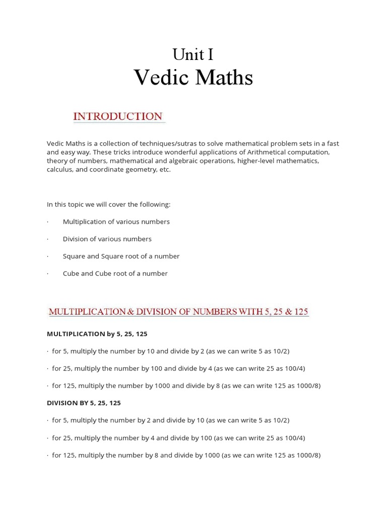 Vadic Math | PDF | Multiplication | Numbers