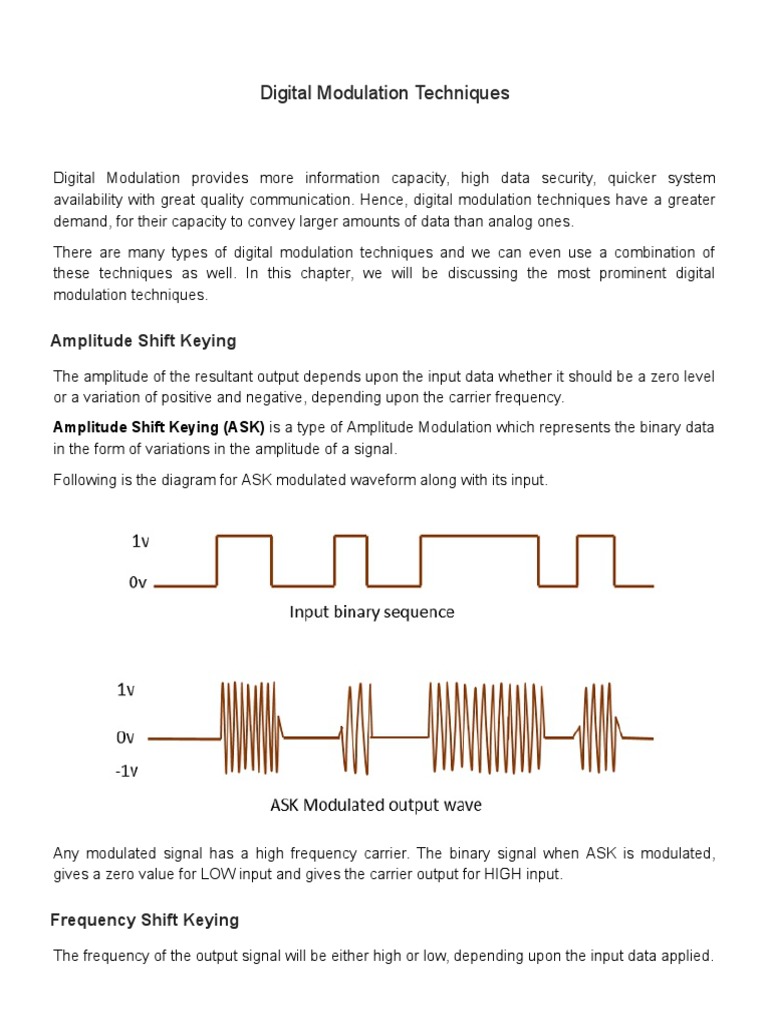 Digital Modulation Techniques Pdf Modulation Wireless