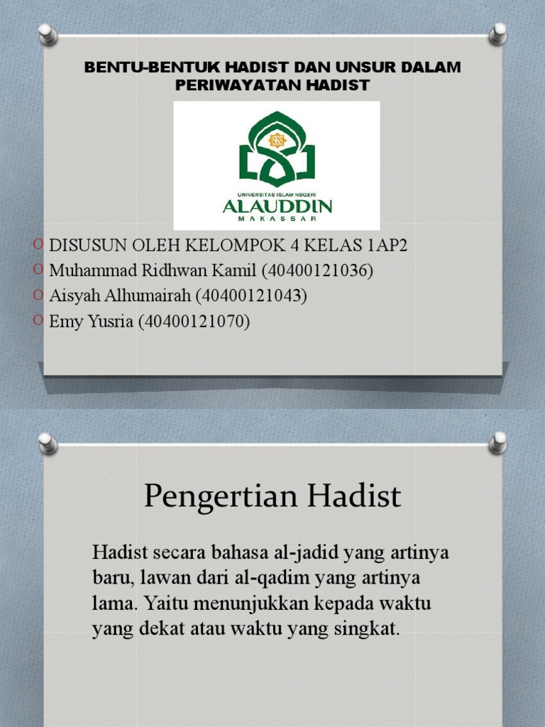 Bentuk dan Unsur Hadist | PDF | Agama & Spiritualitas