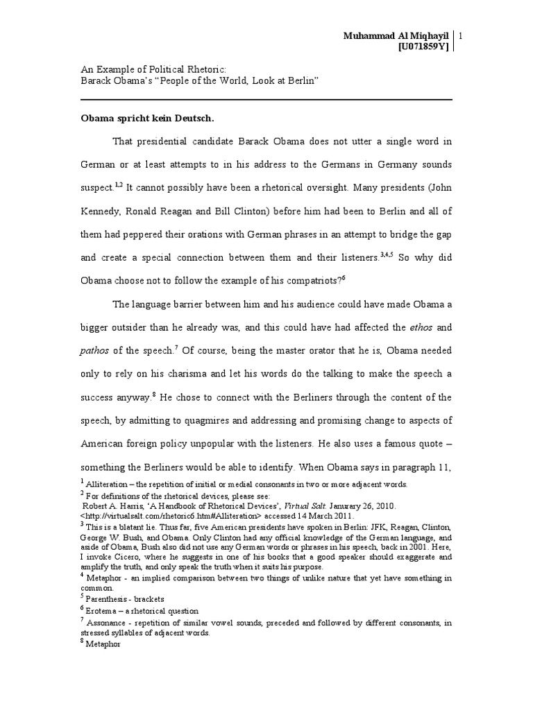 An Example of Political Rhetoric | PDF | Rhetoric | Barack Obama