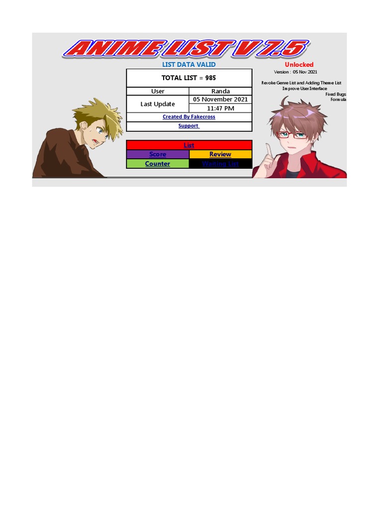 Anime List V7.5 | PDF