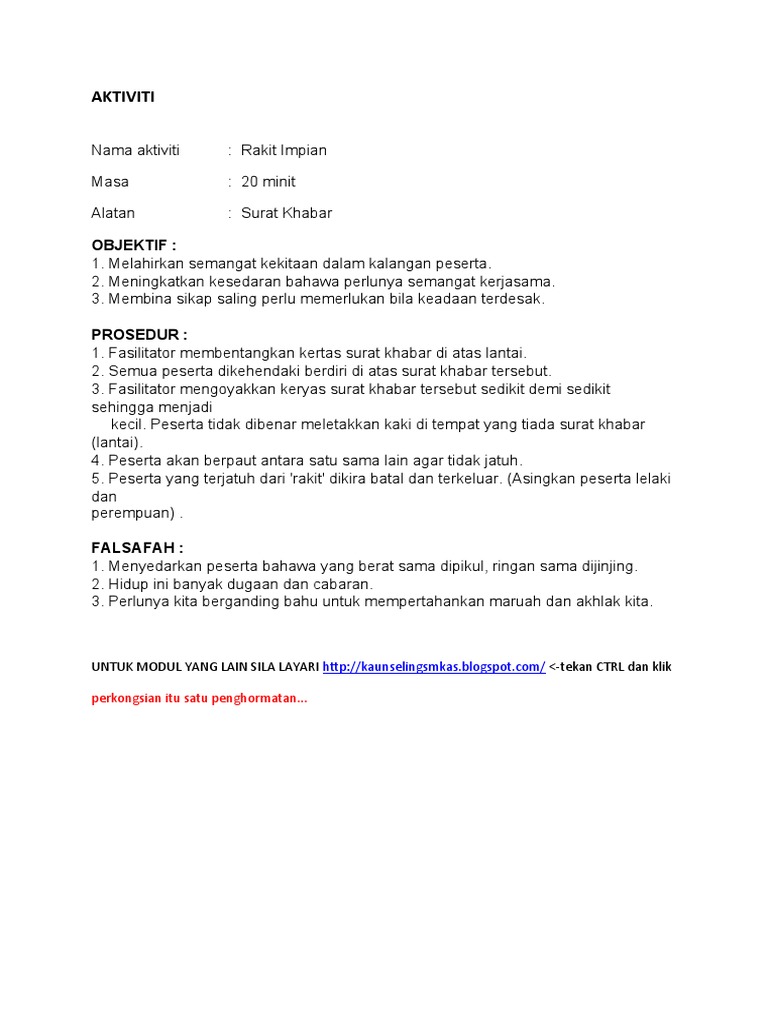 Modul Aktiviti-Rakit Impian | PDF