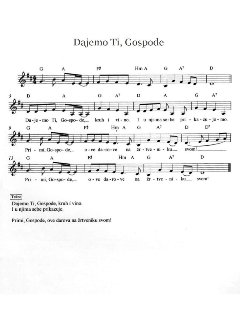 Dajemo Ti Gospode | PDF