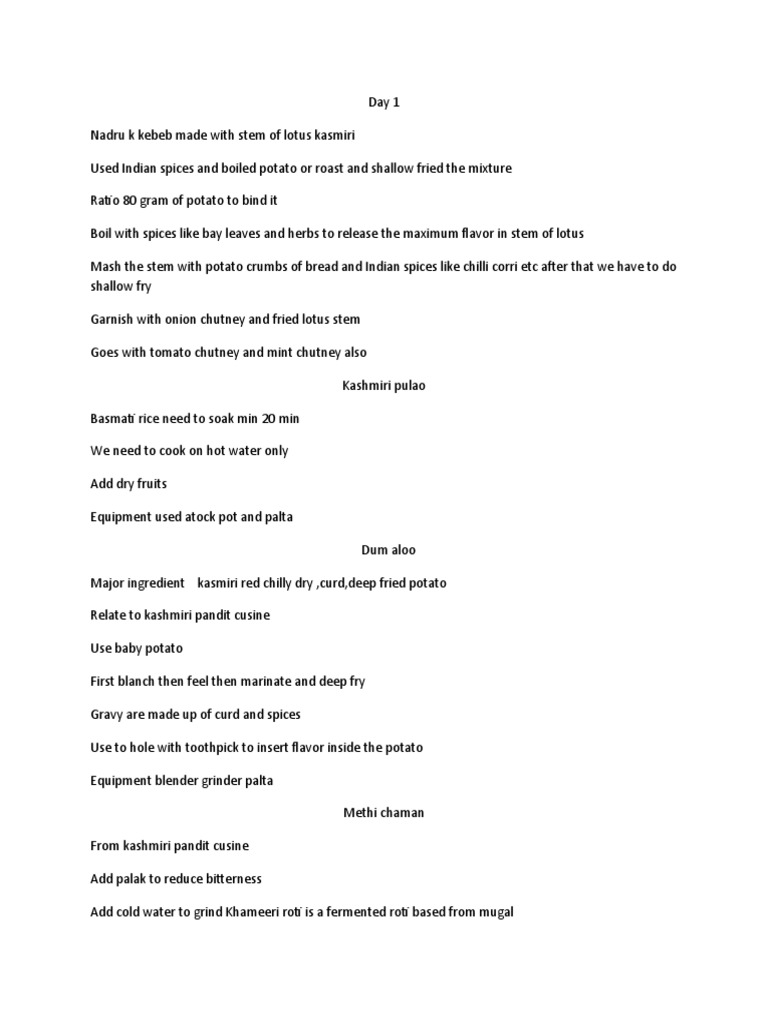 Food Production Practical Notes | PDF | Curry | Indian Cuisine