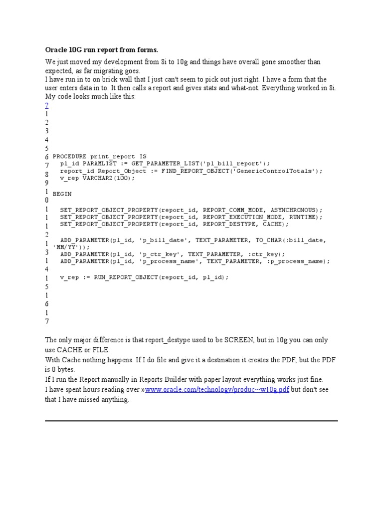 Oracle 10G Run Report From Forms | PDF | Pl/Sql | Page Layout
