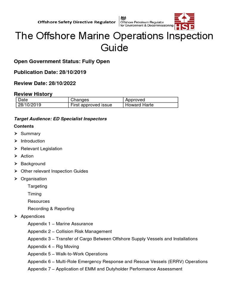 Offshore Marine Operations Inspection Guide | PDF | Risk Management ...