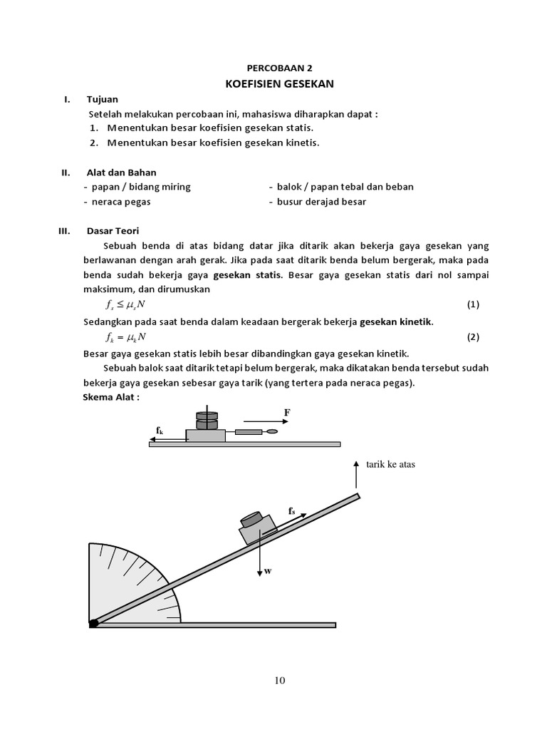 Koefisien Gesekan Statis dan Kinetis | PDF