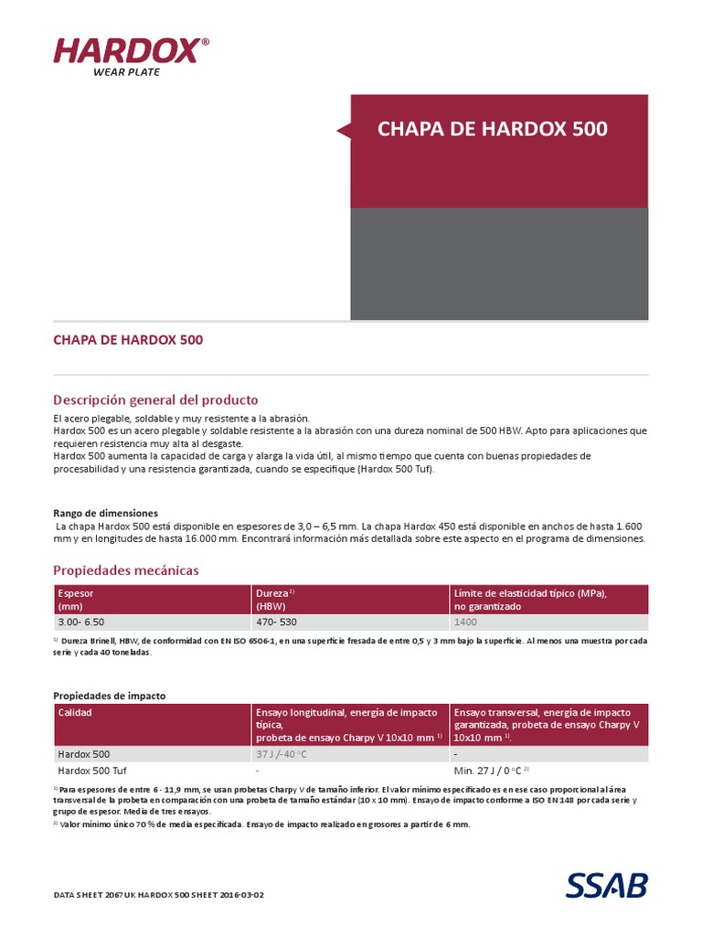 Hardox Data Sheet 2067uk e | PDF | Construcción | Soldadura