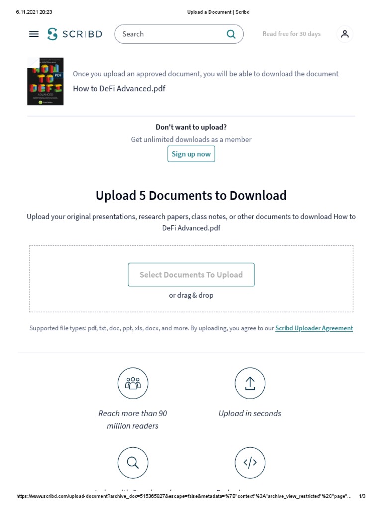 Upload 5 Documents To Download: How To Defi Advanced PDF | PDF | Scribd | Software