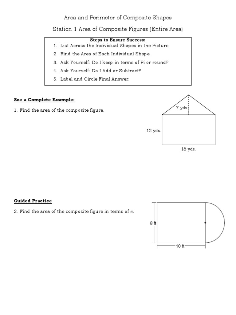 Area and Perimeter of Composite Shapes Centers | PDF | Area ...