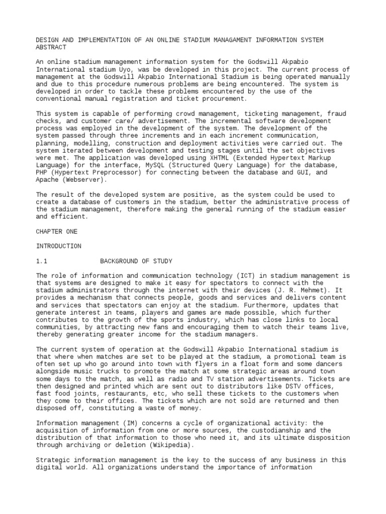 Project Stadium | PDF | Php | Databases