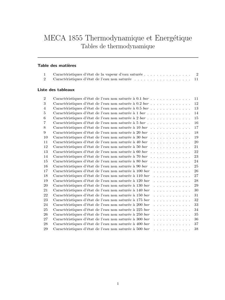 Tables VapeurEau | PDF | Enthalpie | Vapeur d'eau
