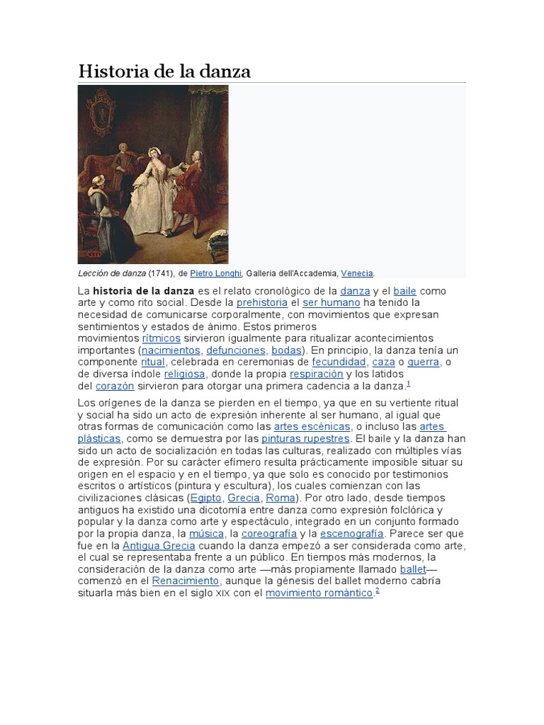 Historia de La Danza | PDF | Bailes | Ballet