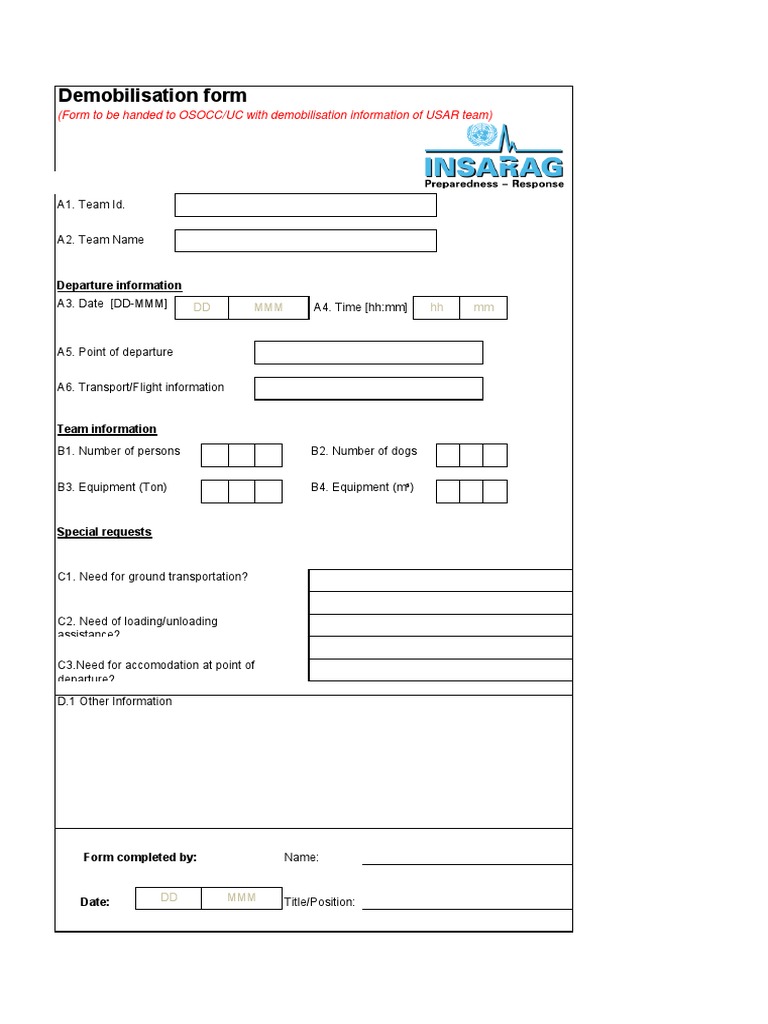 Demobilisation form | PDF