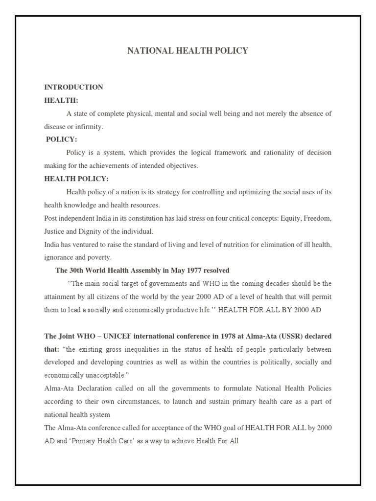 National Health Policy | Download Free PDF | Health Care | Public Health
