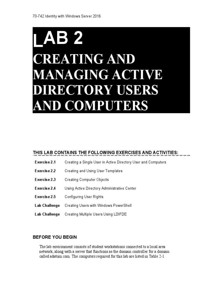 Completed Assignment Lab2 | PDF | Active Directory | Group Policy