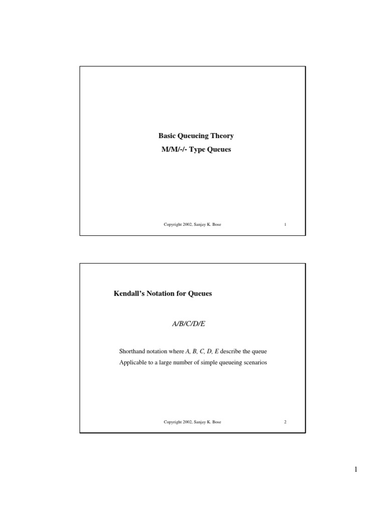 Basic Queueing Theory M/M/-/-Type Queues: A/B/C/D/E | PDF | Statistical ...
