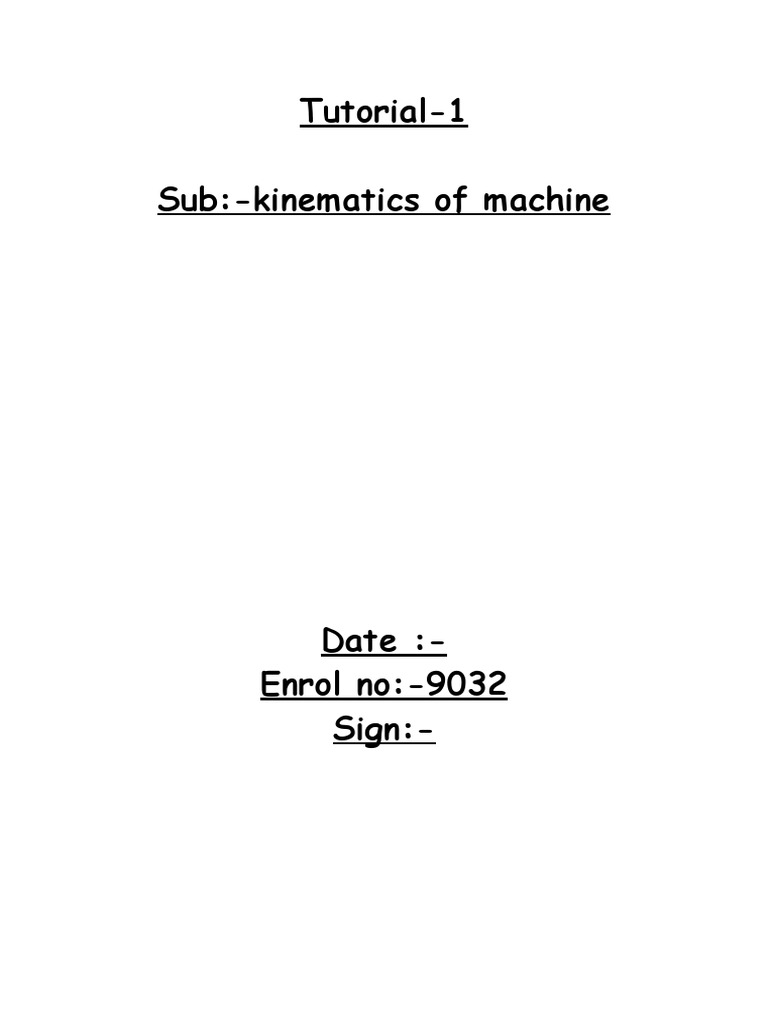 Tutorial-1 Sub:-Kinematics of Machine | Download Free PDF | Rotation ...