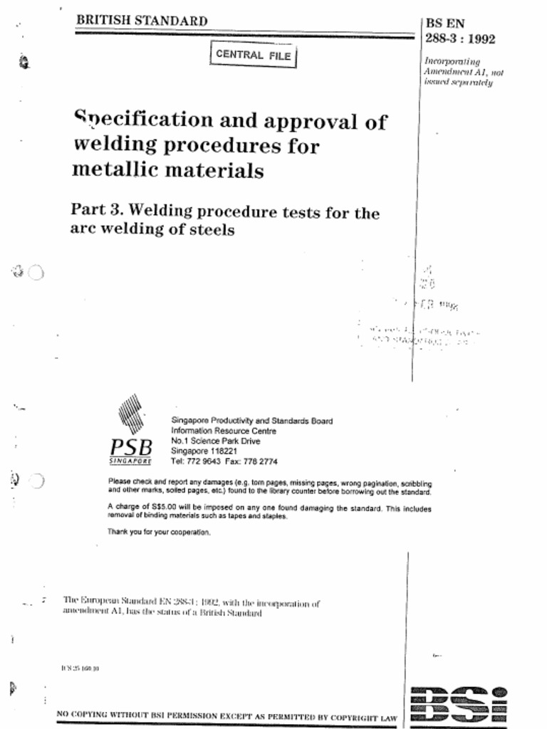 BS EN 288-3-1992