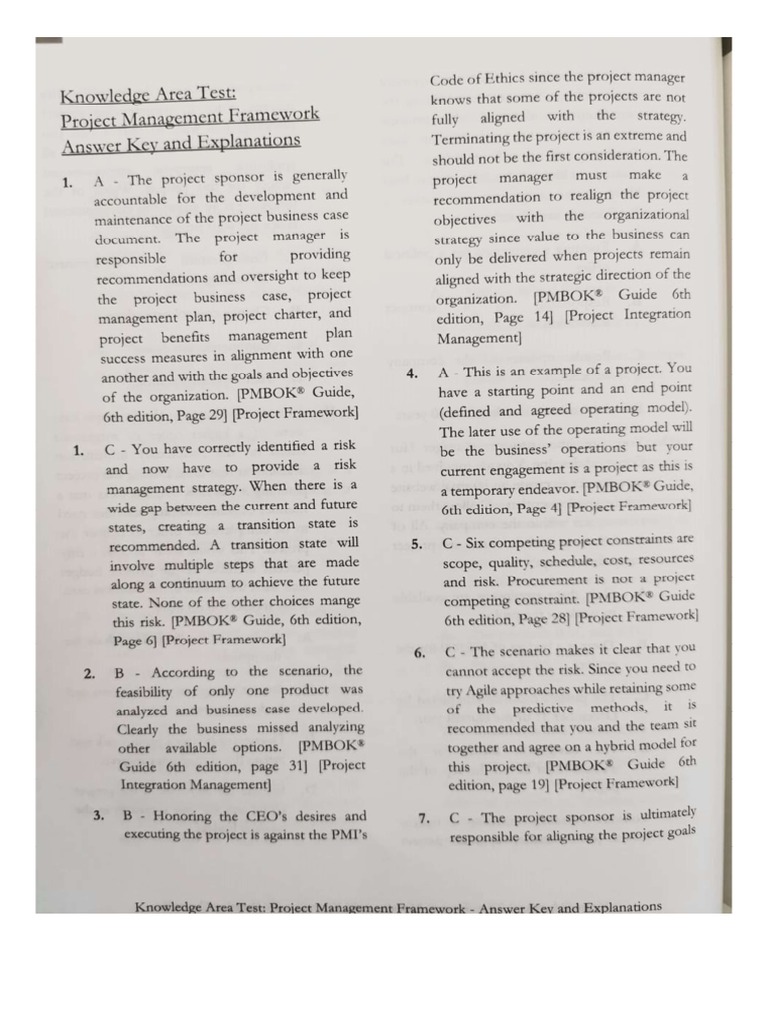 Exam 2 - Project Management - Answers | PDF