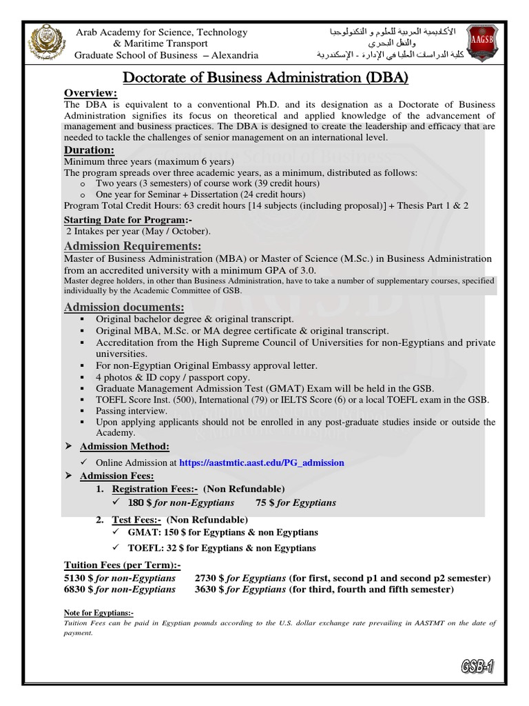 DBA Brochure | PDF | Master's Degree | Master Of Business Administration