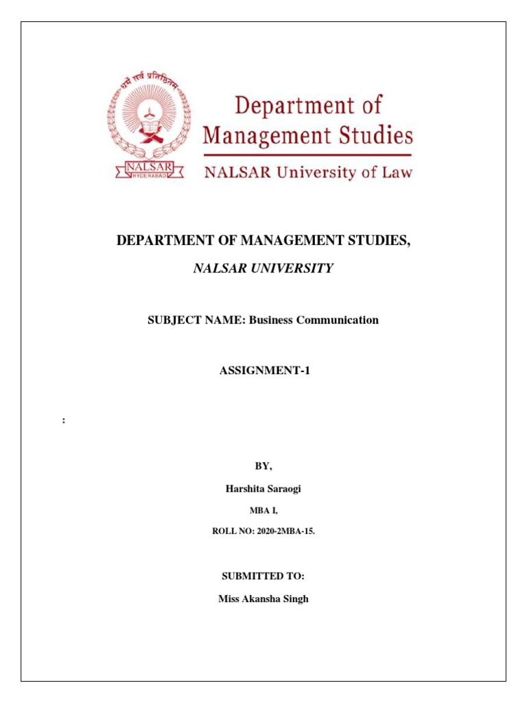 Department of Management Studies,: Nalsar University | PDF | Plagiarism ...
