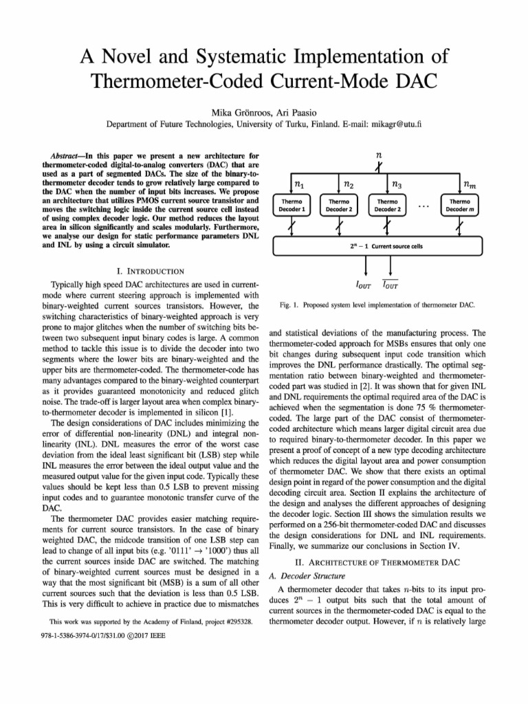 A Novel and Systematic Implementation of Thermometer-Coded Current-Mode ...