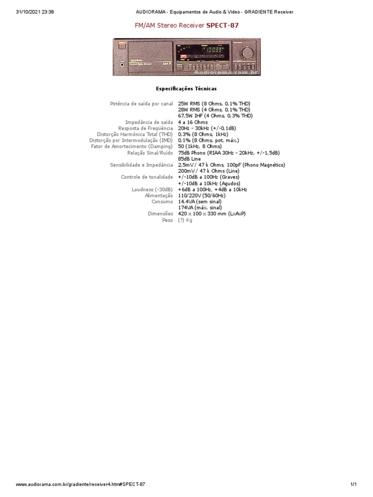 Gradiente Spect 87 Espec | PDF