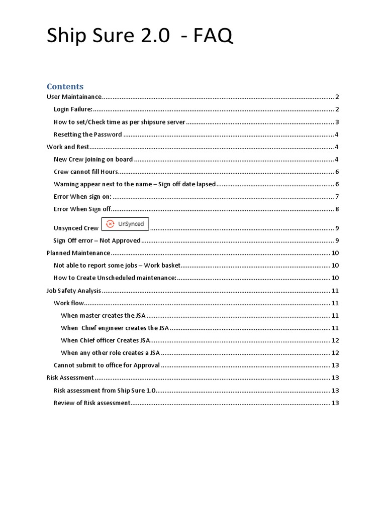 Shipsure V2.0 FAQ | Download Free PDF | Password | Login