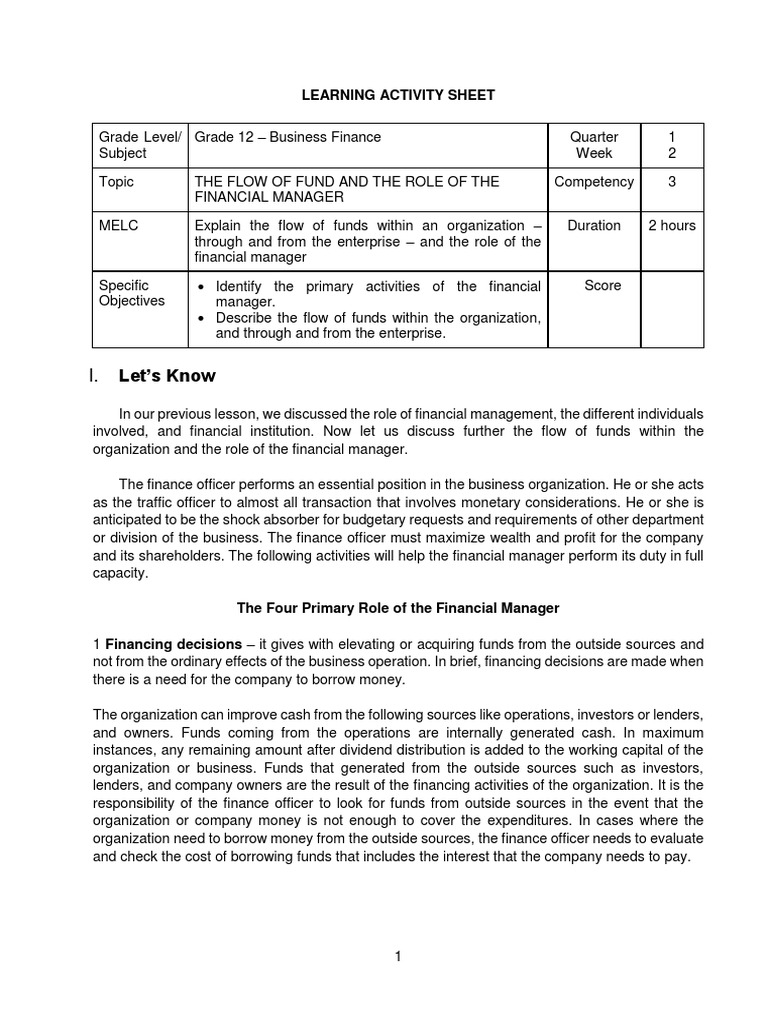 Let's Know: Learning Activity Sheet | PDF | Securities (Finance ...