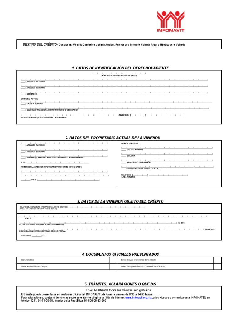 Solicitud Avalúo Infonavit | Descargar gratis PDF | Hormigón ...