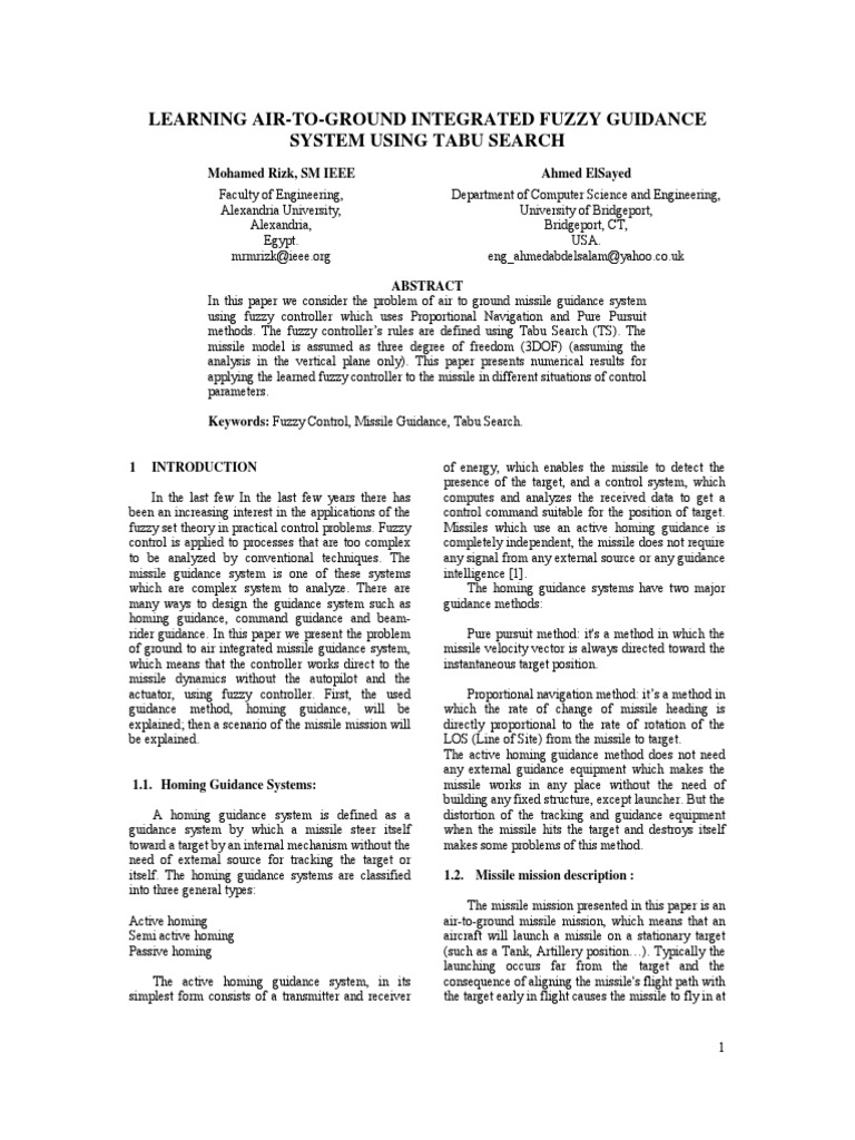 Tabu Fuzzy Guidance - 540 | PDF | Guidance System | Fuzzy Logic