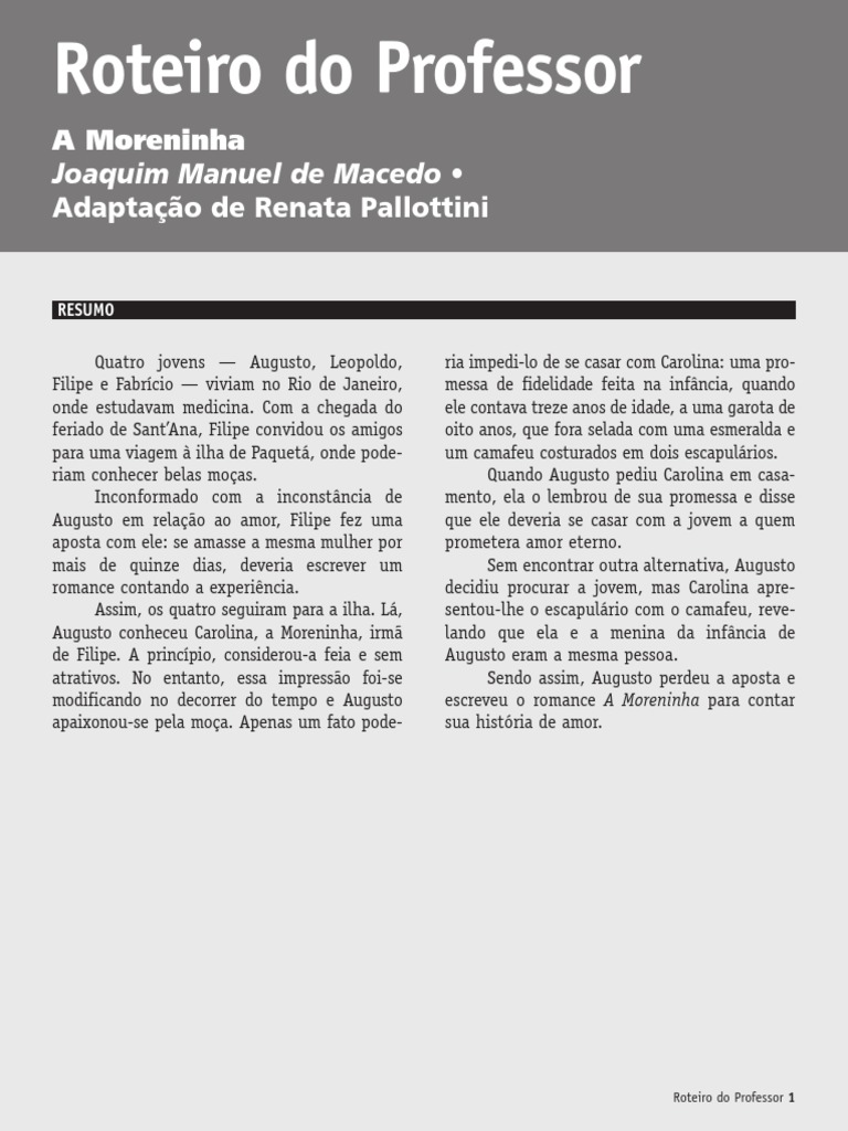 Reencontro Literatura A Moreninha Roteiro Pdf