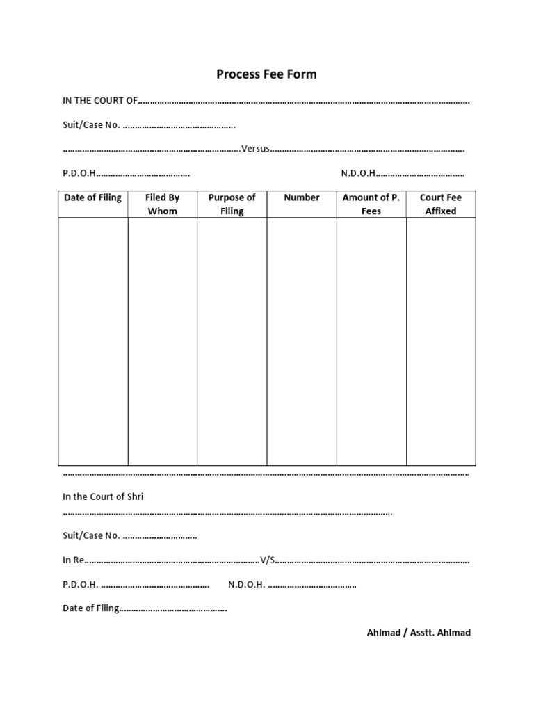 Process Fee Form 6 0 | PDF
