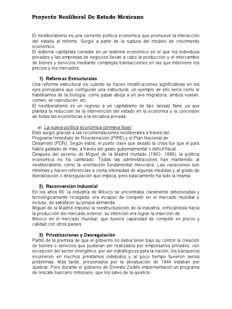 Proyecto Neoliberal | PDF | Pobreza e indigencia | Pobreza